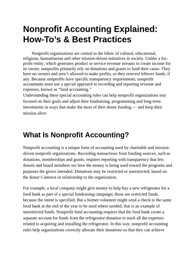 Nonprofit Accounting Fundamentals | PDF | Nonprofit Organization ...