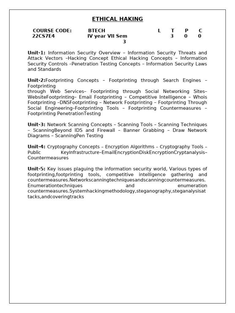ETHICAL HAKING Syllabus | PDF