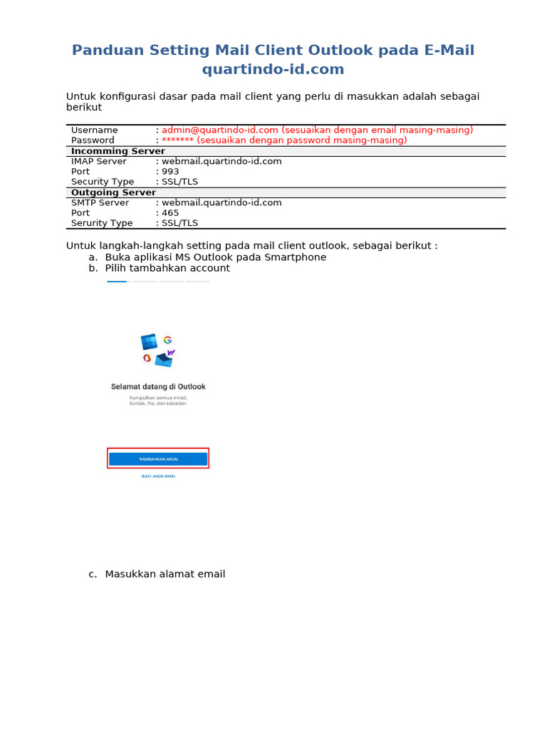 Panduan Konfigurasi Mail Client Quartindo | PDF
