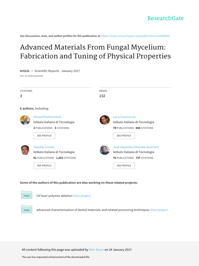 advance mycelium material and tuning properties | PDF | Fungus | Cell Wall
