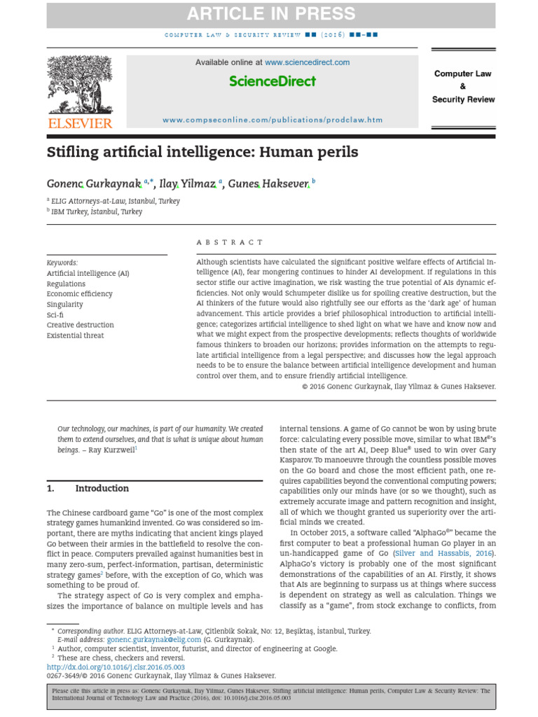 0bc70 Stifling Artificial Intelligence Human Perils | PDF | Artificial ...