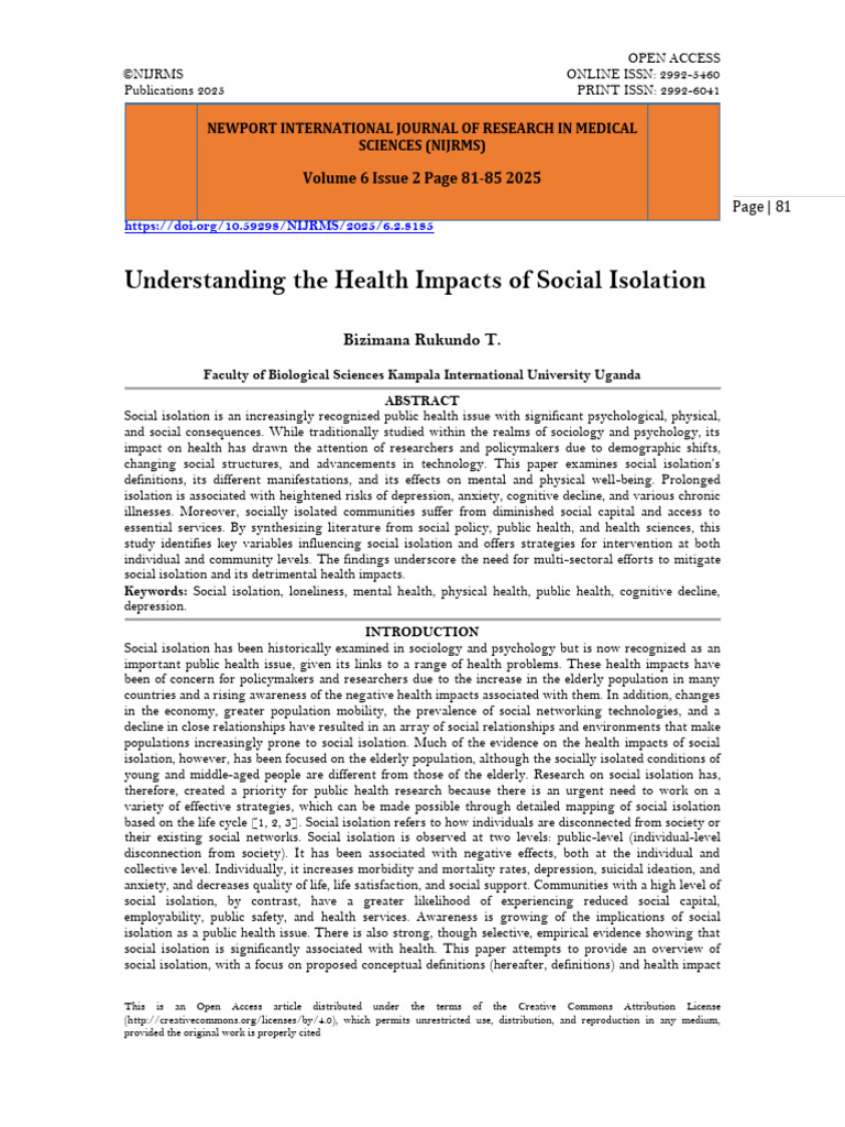 Understanding The Health Impacts of Social Isolation (WWW - Kiu.ac - Ug ...