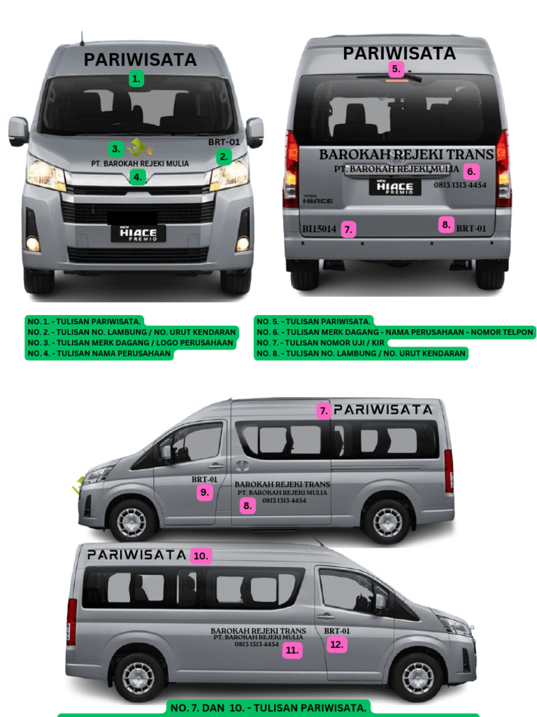 Contoh Stiker Bus Pariwisata-Hiace Premio | PDF
