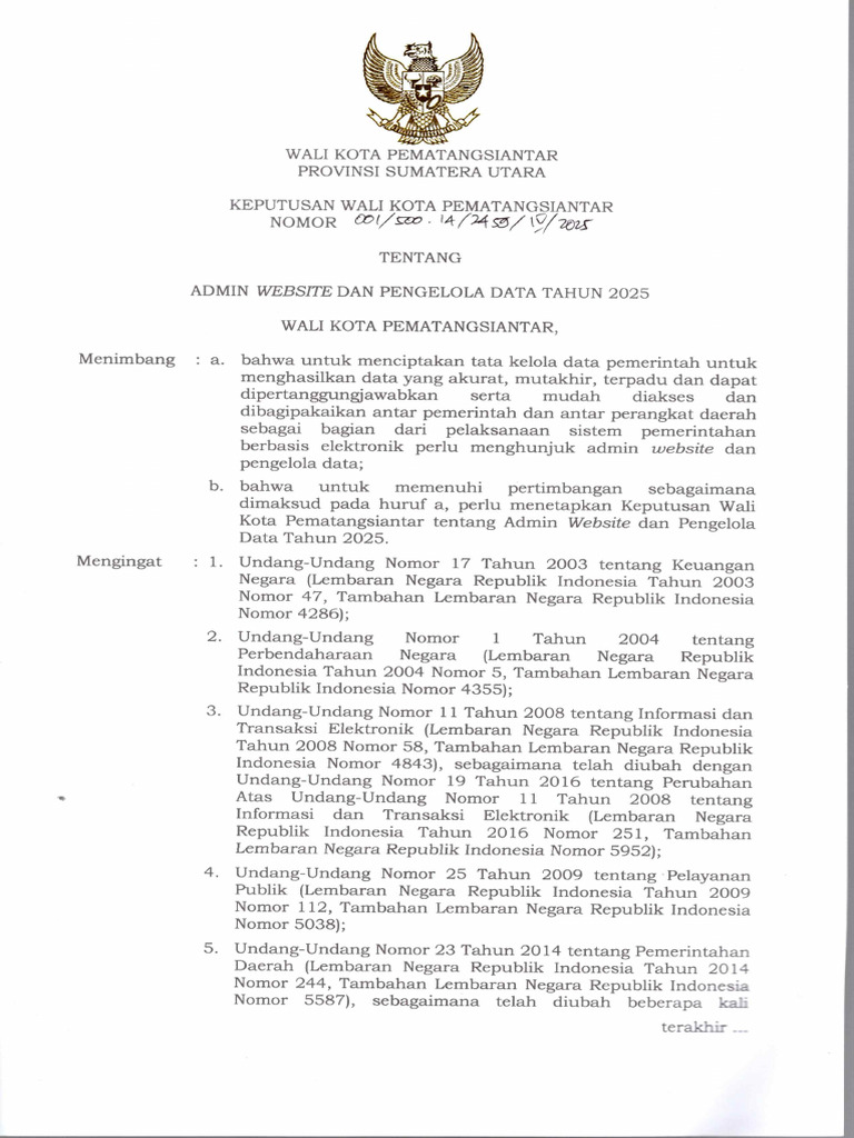 SK_Admn_Web_dan_Pengelola_Data_2025_Pemko_Siantar | PDF