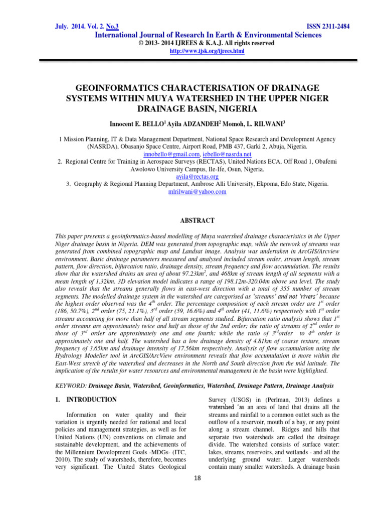 Geoinformatics Characterisation of Drain | PDF | Drainage Basin | Geographic Information System