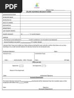 Advance Salary Application Form Format in Ms Word | PDF