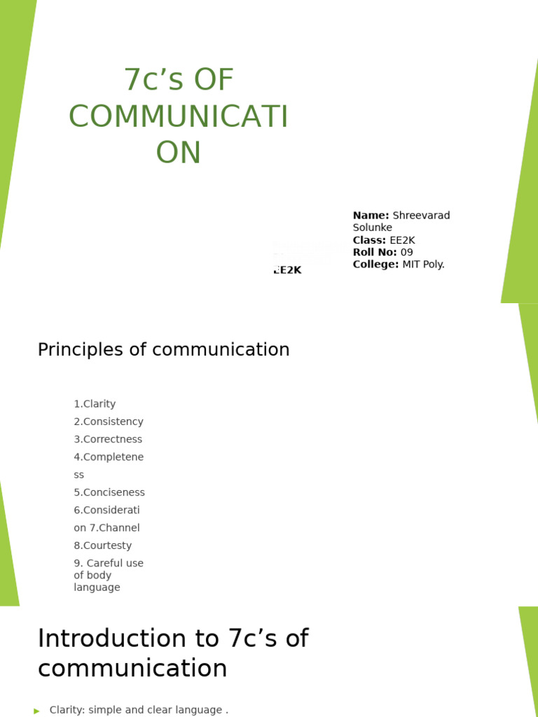 Presentation On 7Cs of Communication | PDF
