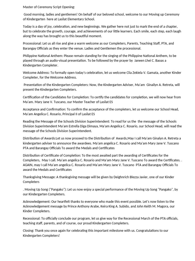 Master of Ceremony Script Opening | PDF
