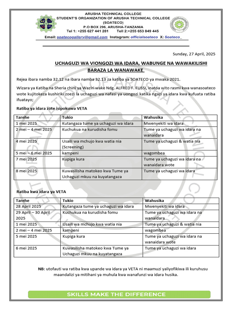 Uchaguzi Ngazi Ya Idara | PDF