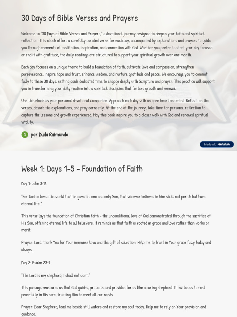 30 Days of Bible Verses & Prayers | PDF | Love | Prayer