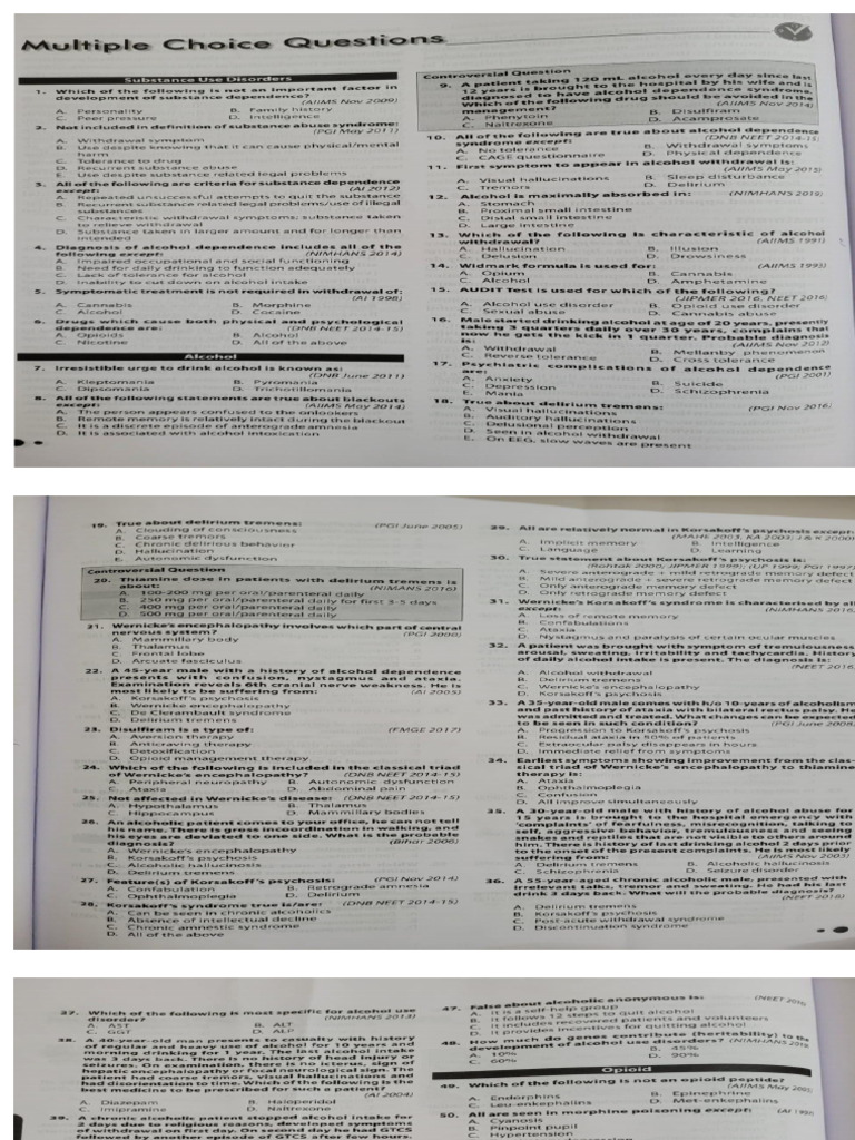 Psychiatry MCQs | PDF