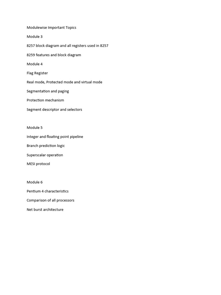 Modulewise Important Topics-MP | PDF