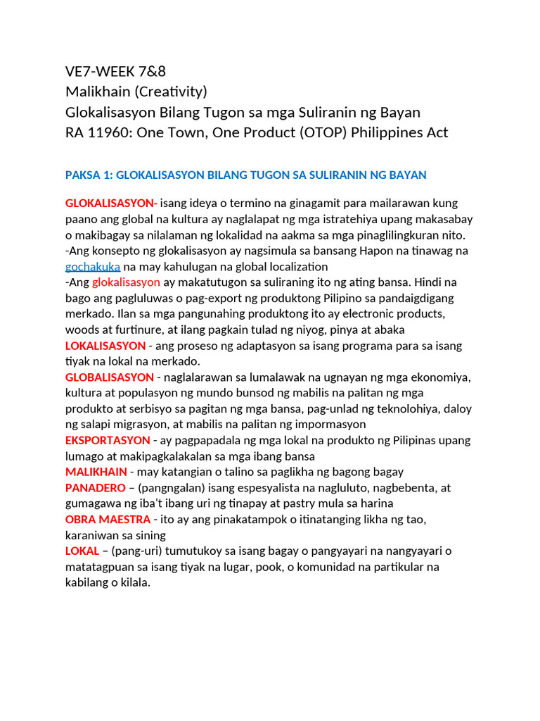 Ve7-Week7$8-Topic With Activty Sheet | PDF