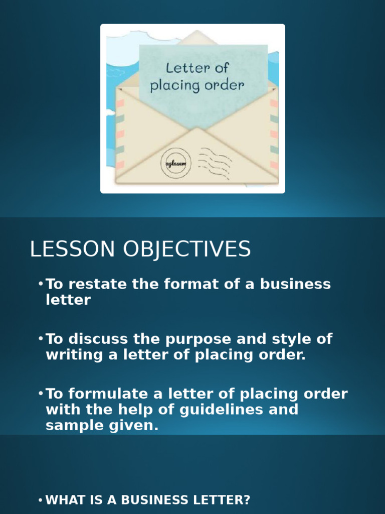 Writing a Business Order Letter | PDF