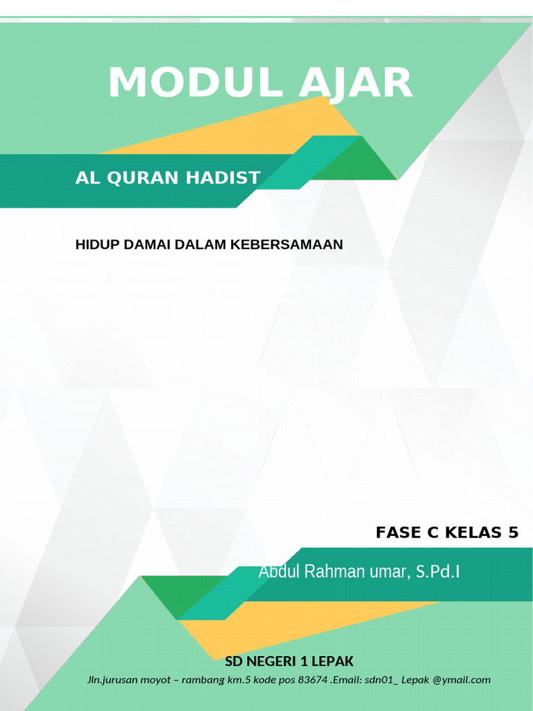 Modul Ajar KLS 5 Pai-Bp Qurdis | PDF