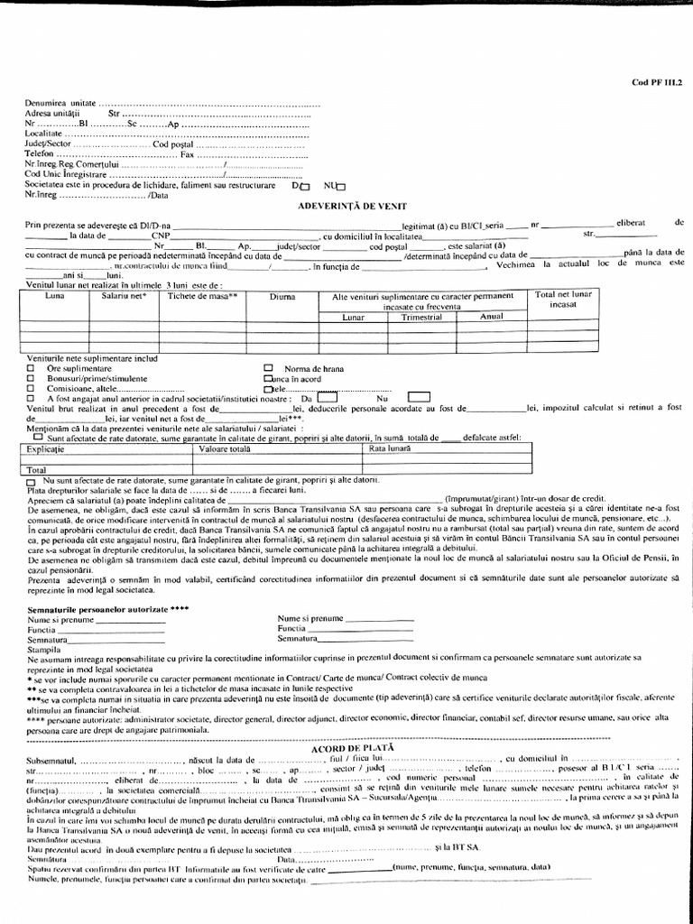 Adeverinta de Venit | PDF