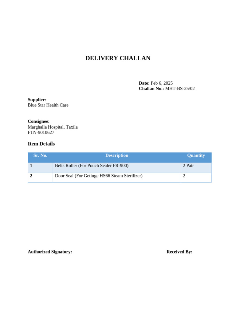 Delivery Challan | PDF