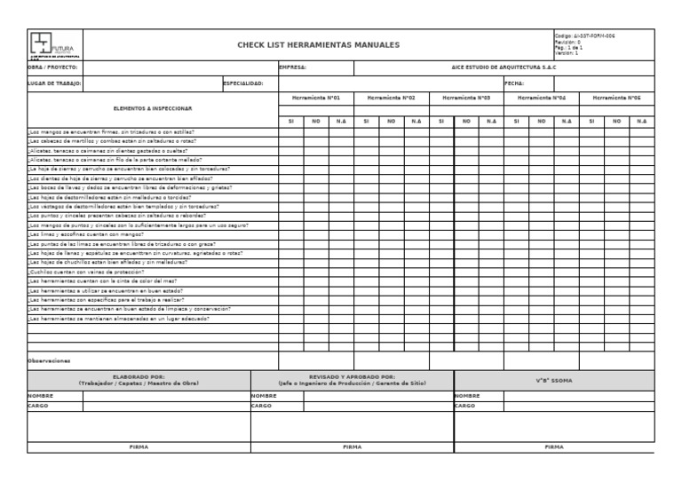AI SST FORM 006 Herramientas Manuales | PDF | Herramientas | Poder humano