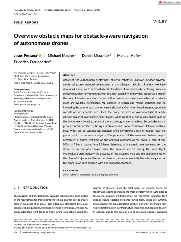 Journal of Field Robotics - 2019 - Pestana - Overview Obstacle Maps for ...