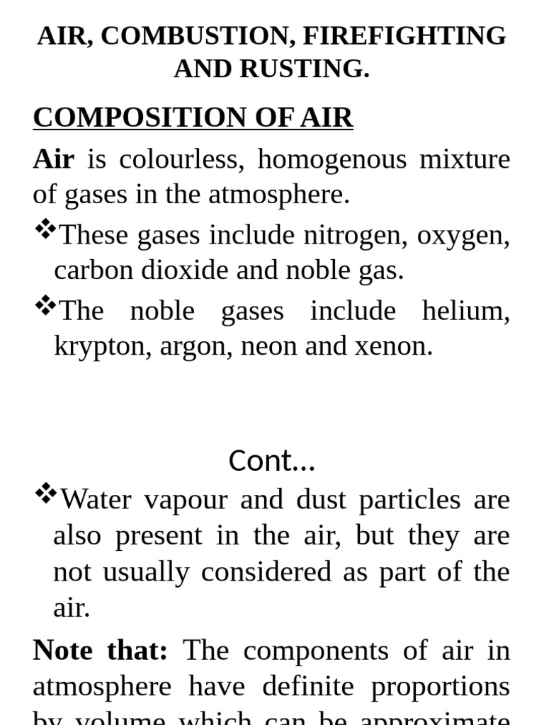Air, Combustion, Firefighting and Rusting | PDF | Combustion ...