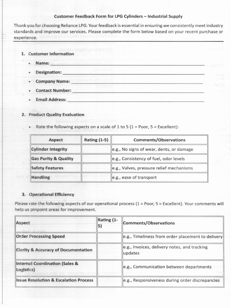 Feedback Form | PDF