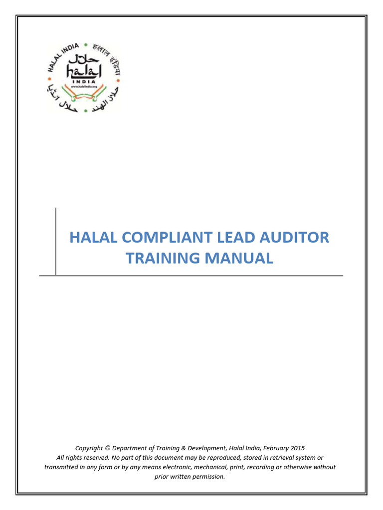 Halal Lead Auditor Training Manual | PDF | Food Safety | Audit