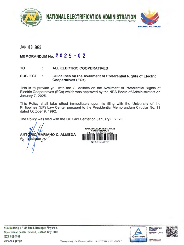 Memo To ECs No. 2025-02 (Guidelines On The Availment of Preferential ...