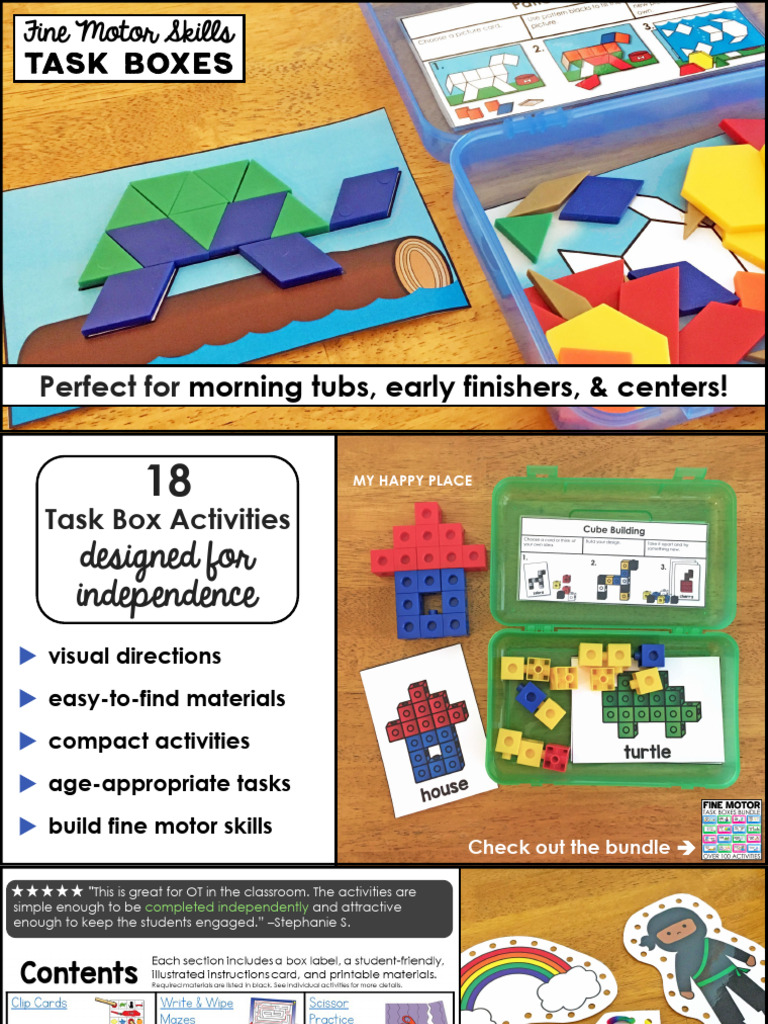 Task Box Es: Fine Motor Skills | PDF | Behavior Modification ...
