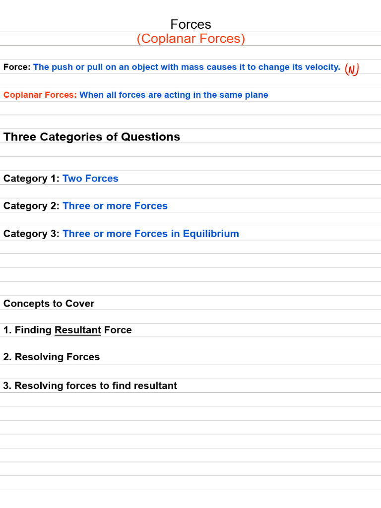 Forces - Coplanar Forces | PDF | Force | Classical Mechanics