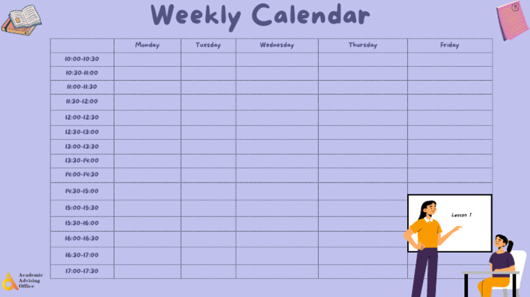 Purple Playful Weekly Calendar | PDF