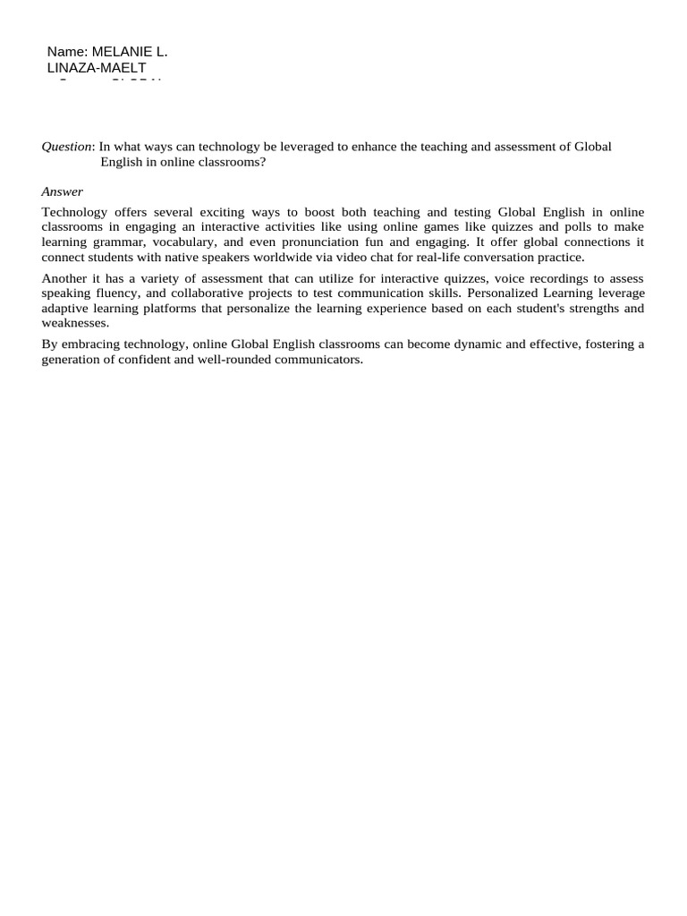 Global English Language Assignment | PDF