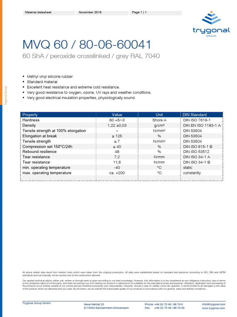 MVQ 60 Material Datasheet Overview | PDF | Applied And ...