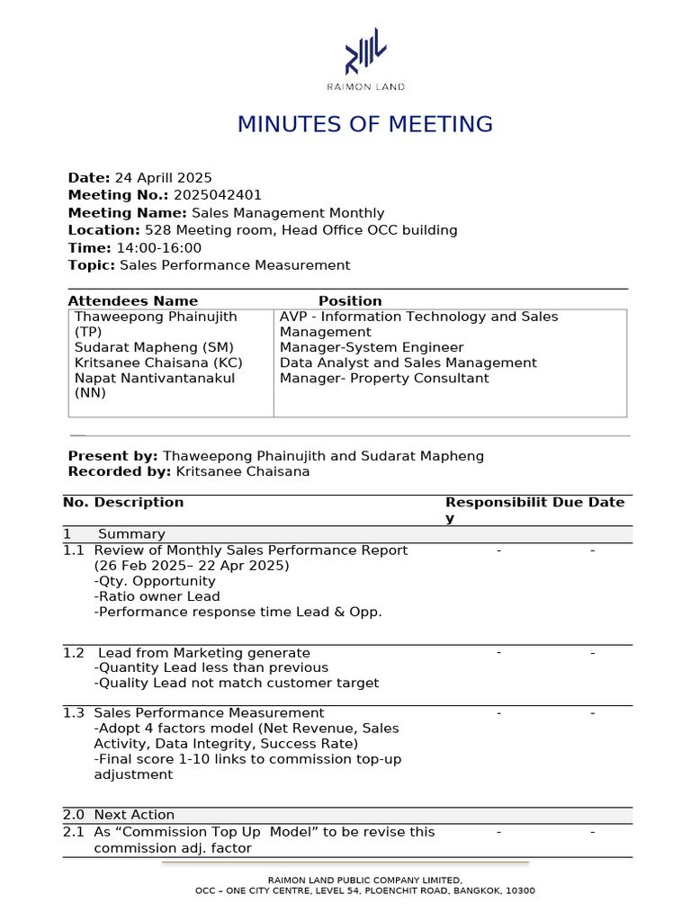 MOM Sales Performance Measurement | PDF