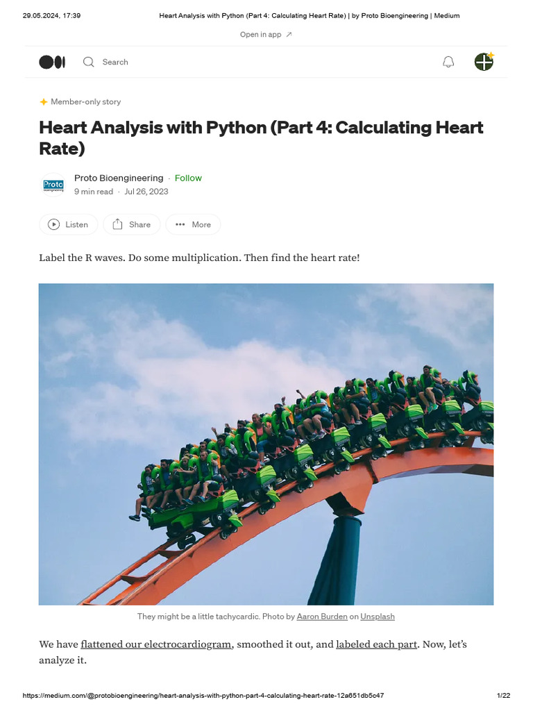 Heart Analysis With Python (Part 4 - Calculating Heart Rate) - by Proto ...
