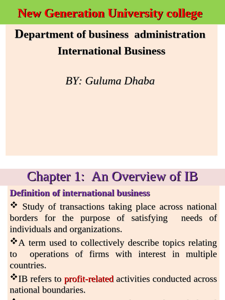 Overview of International Business | PDF | Franchising | Multinational ...