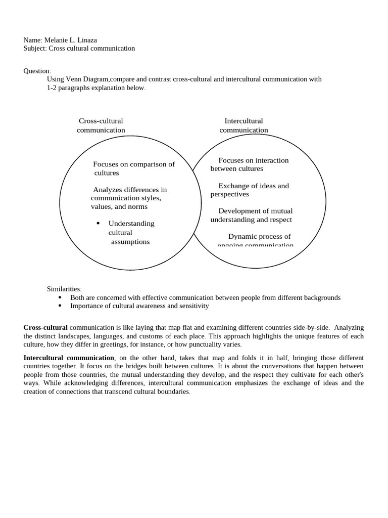 Cross Cultural - Activity | PDF
