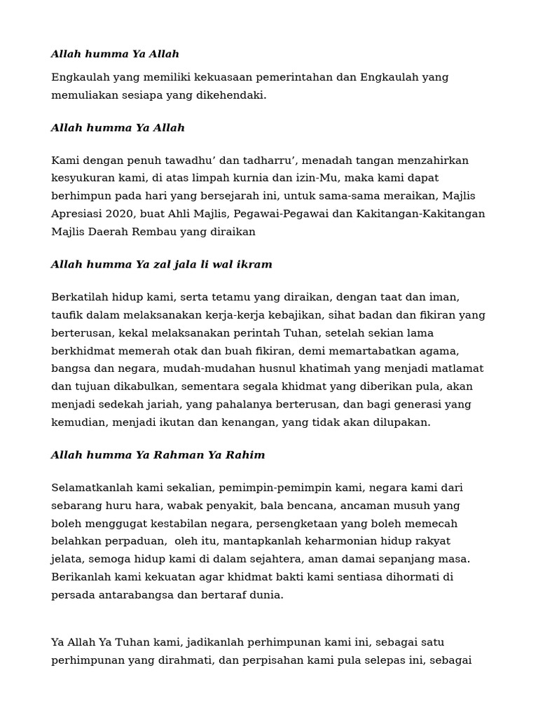 Doa Majlis APC | PDF