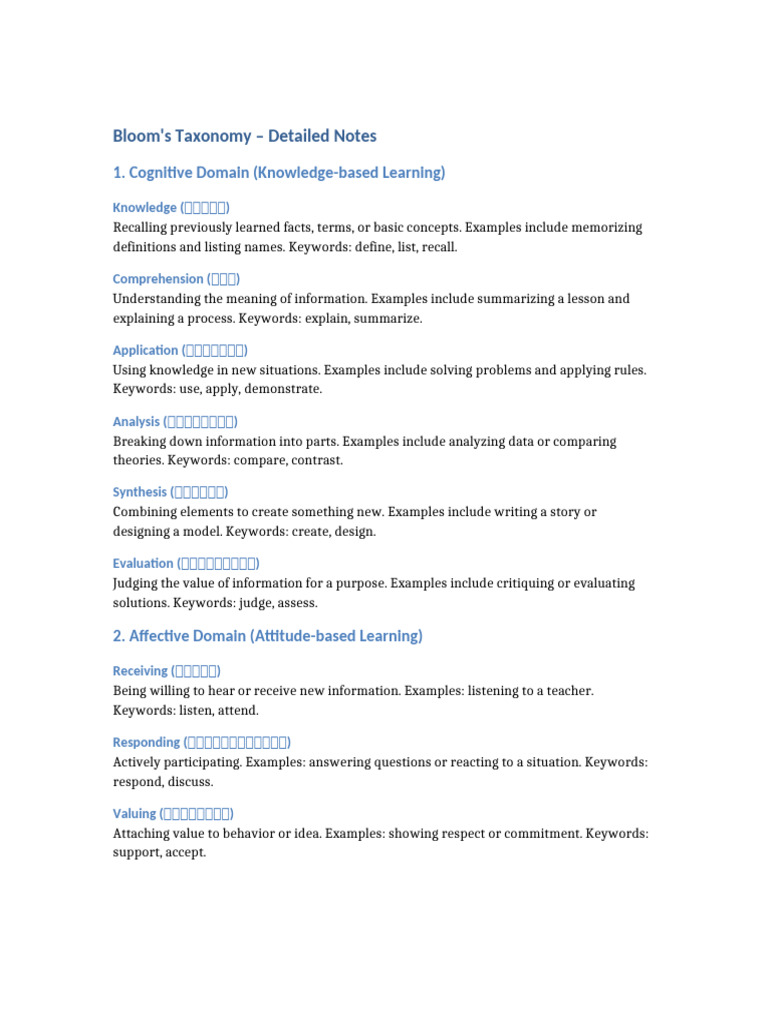 Understanding Bloom's Taxonomy Explained | PDF