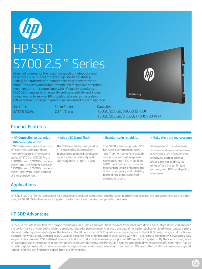 Simplified Datasheet For S700 2.5inch Series - EN | PDF | Solid State Drive | Flash Memory