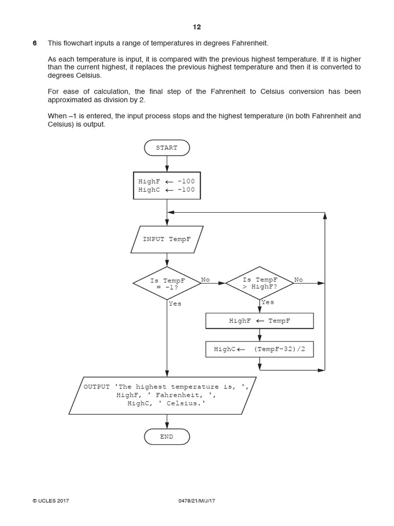 Flowcharts and Trace Tables | PDF | Fahrenheit | Temperature