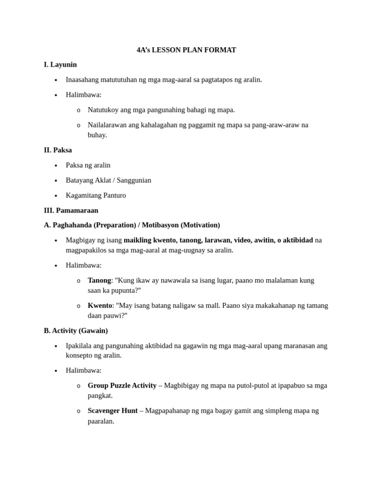 4as Lesson Plan Format | PDF