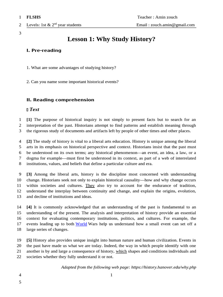 Leson 1 Why Study History | PDF | Verb | Historian