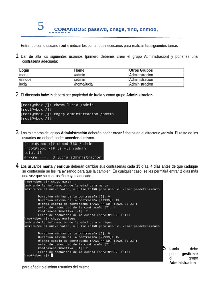 02 Ejercicio USUARIOS - PERMISOS - GESTIÓN CONTRASEÑAS | PDF | Archivo de computadora | Contraseña