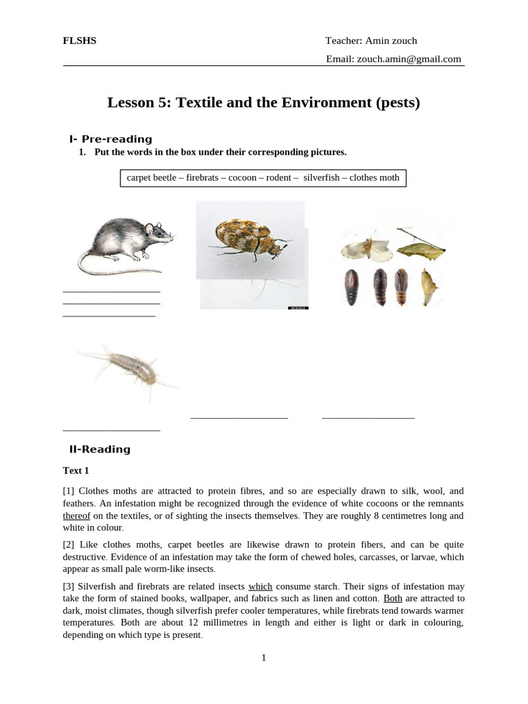 Textile Pests and Control Methods | PDF | Pest Control | Pest (Organism)