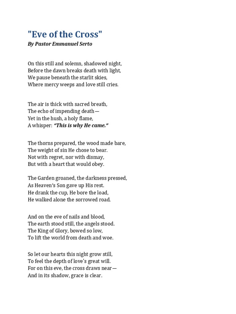 Good Friday Eve Poem 2025 | PDF
