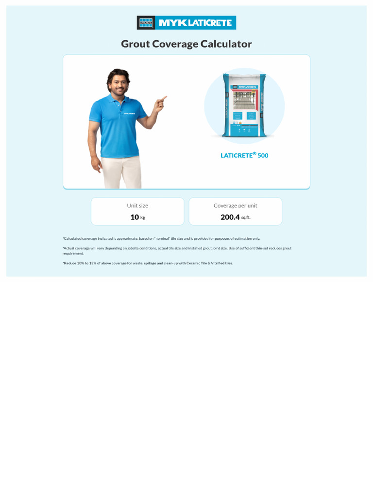 Grout Coverage Calculator Result | PDF