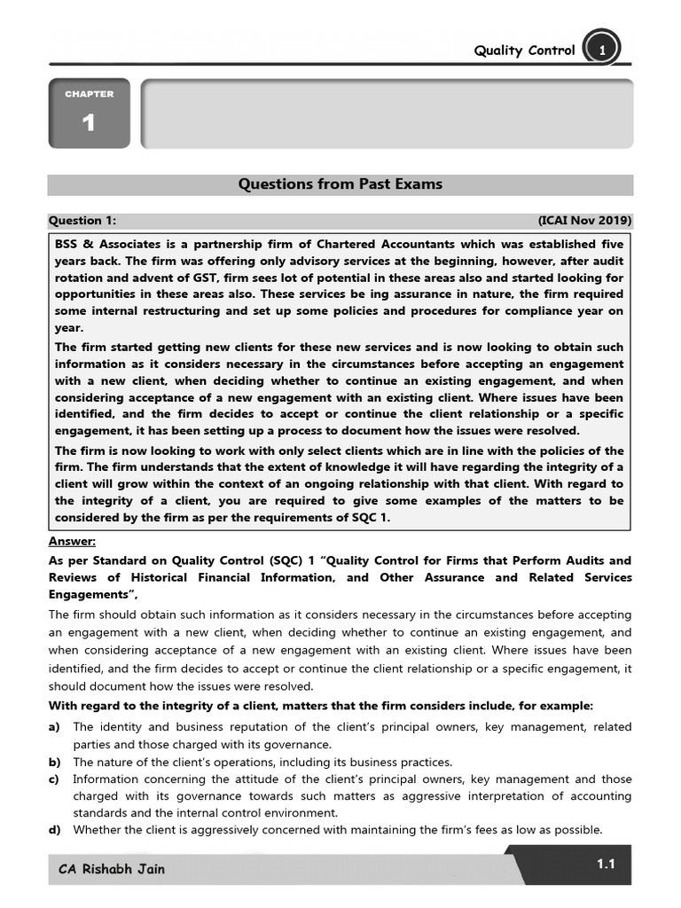 Past Exam Questions Ca Final Audit | PDF | Audit | Auditor's Report