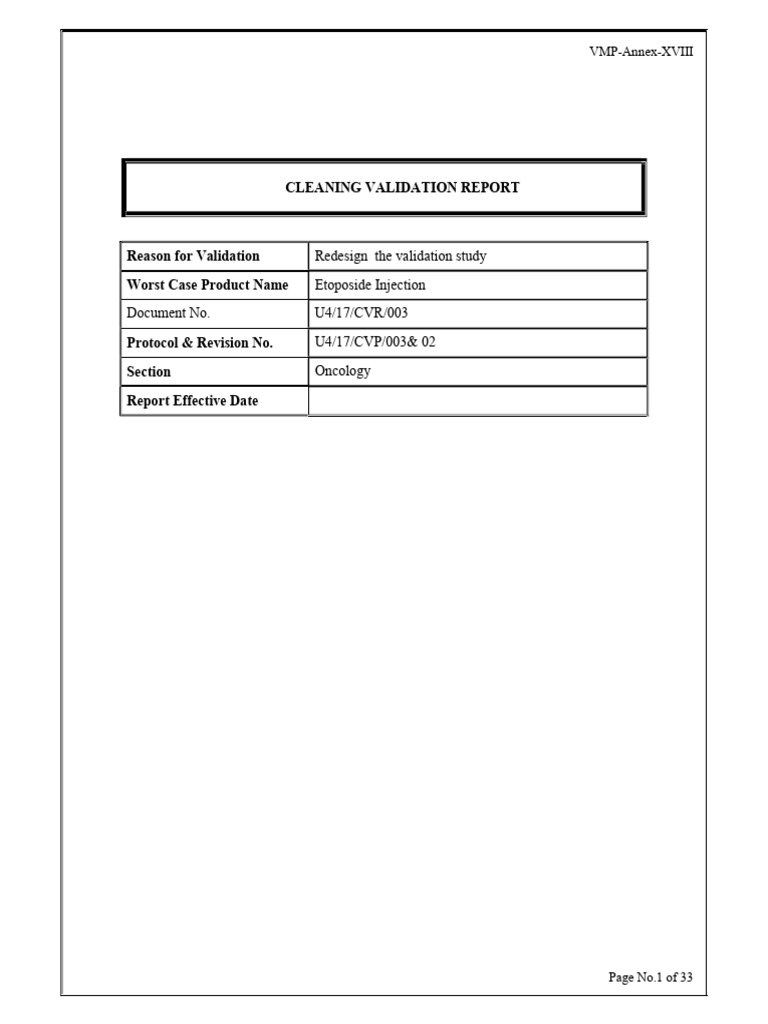 Report Cleaning Validation | PDF | High Performance Liquid Chromatography | Laboratory Techniques