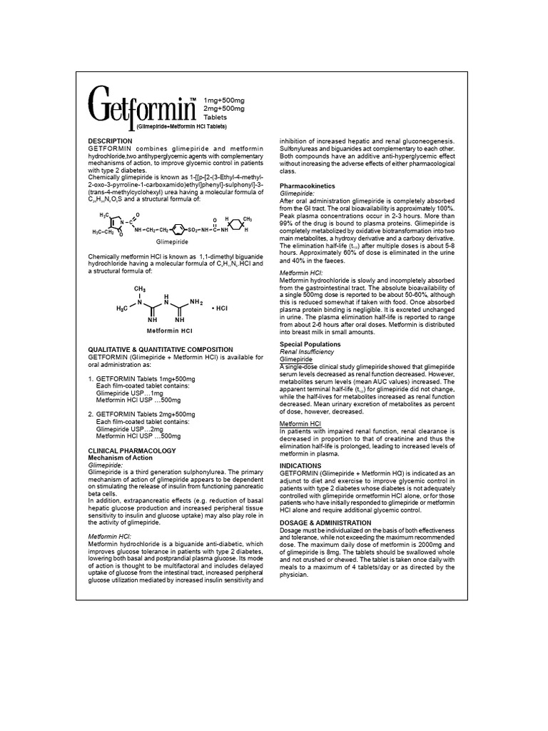 Getformin Tab Leaflet Export GA | PDF | Diabetes | Hypoglycemia