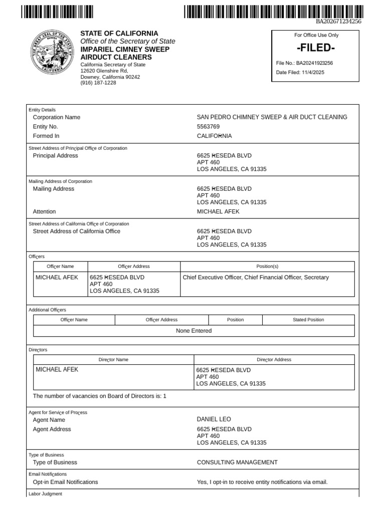 Impariel Cimney Sweep & AirDuct Cleaners | PDF | Justice | Crime & Violence